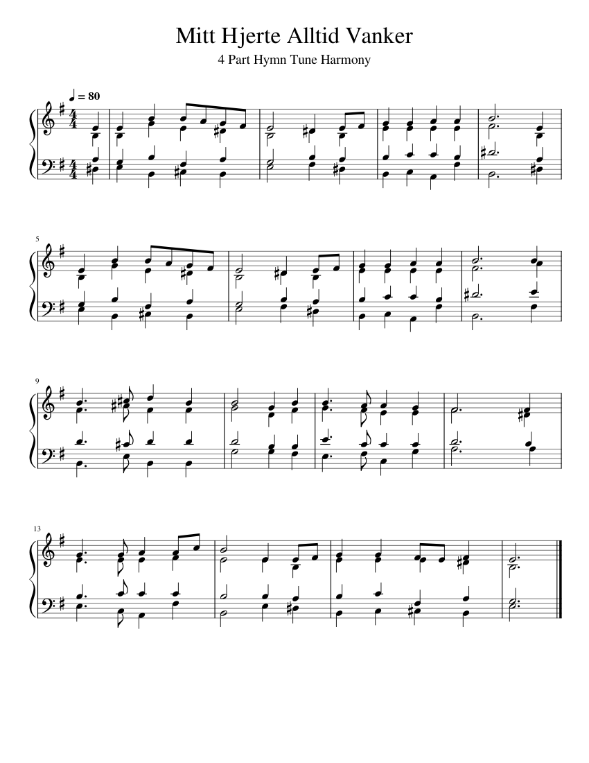 Mitt hjerte alltid vanker Sheet Music for Piano (Solo) Easy | MuseScore.com