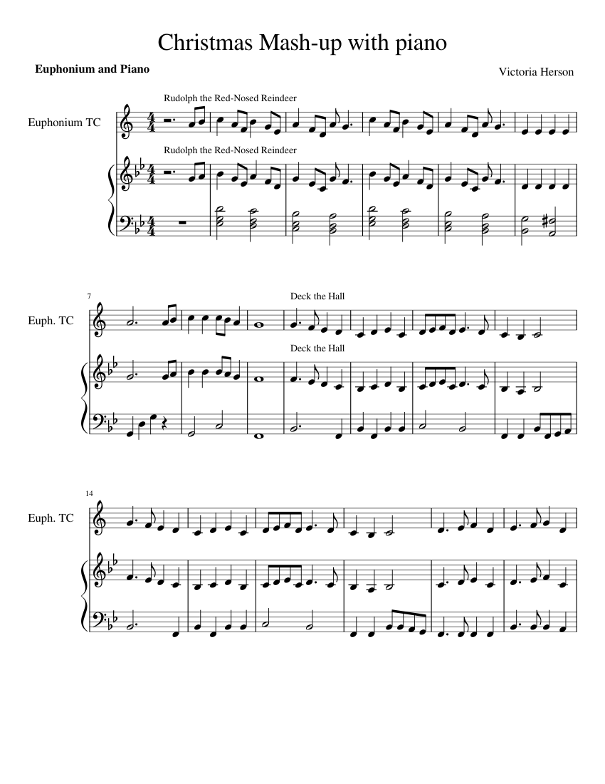Christmas Mash up (Brass solo with Piano accompaniment) Sheet Music for ...