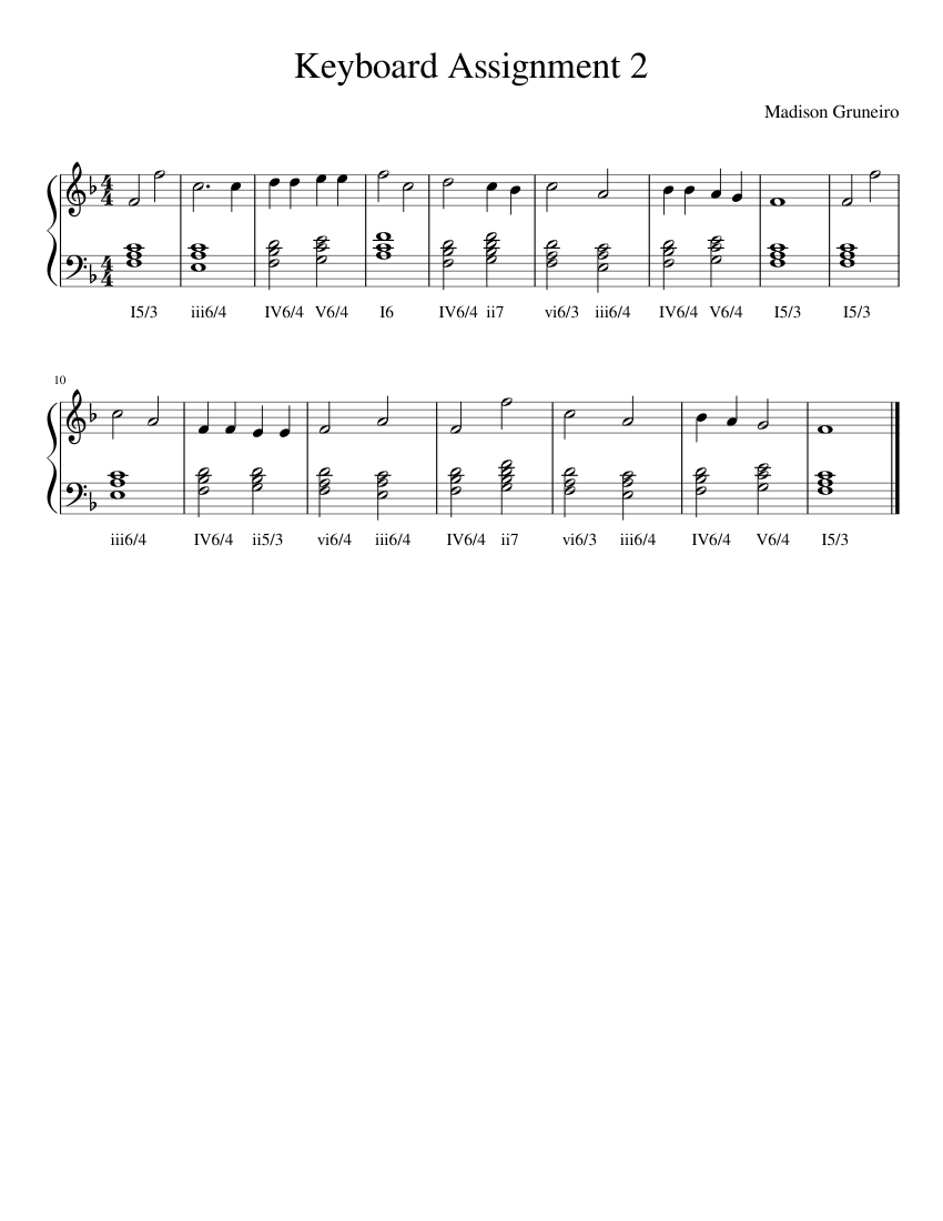 Keyboard Assignment 2 Sheet music for Piano (Solo) Easy | Musescore.com