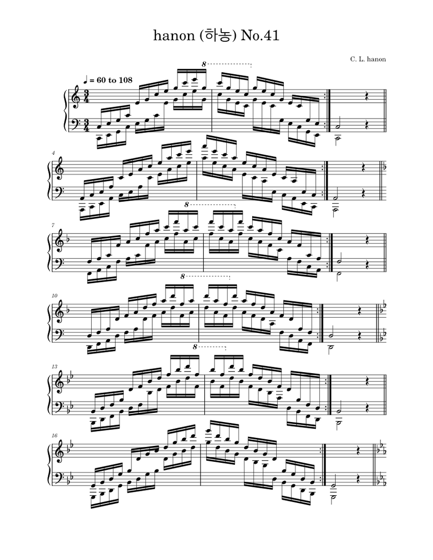 hanon 하농 No.41 Sheet Music for Piano (Solo) | MuseScore.com