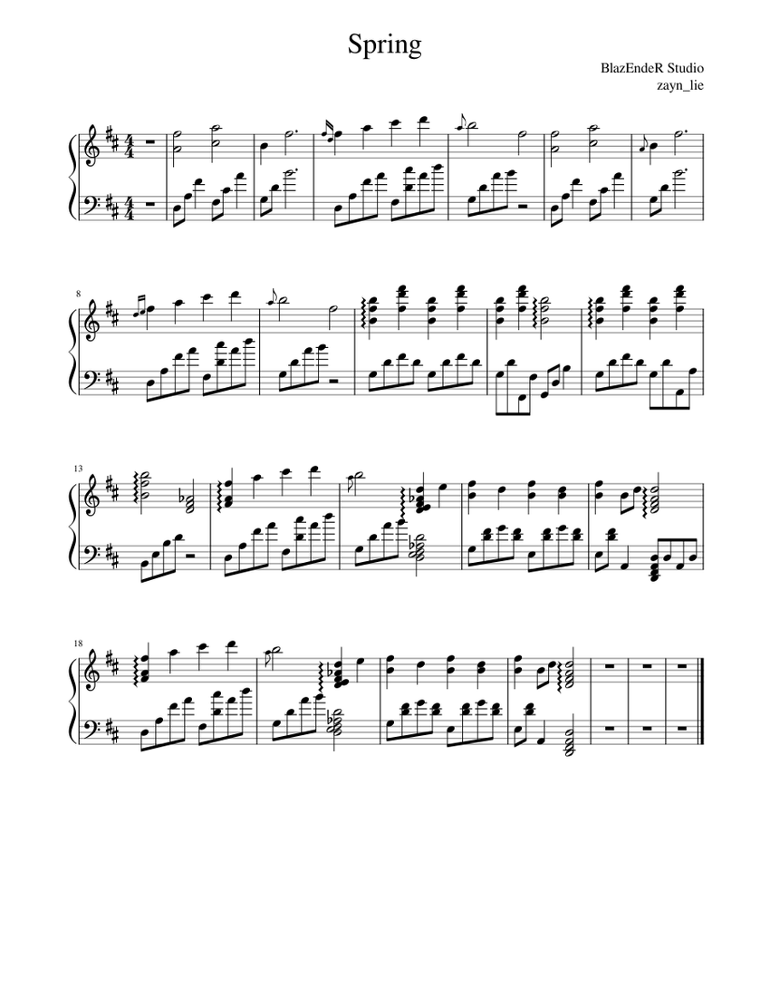 [Dancing Line] Spring Sheet Music for Piano (Solo) Easy | MuseScore.com