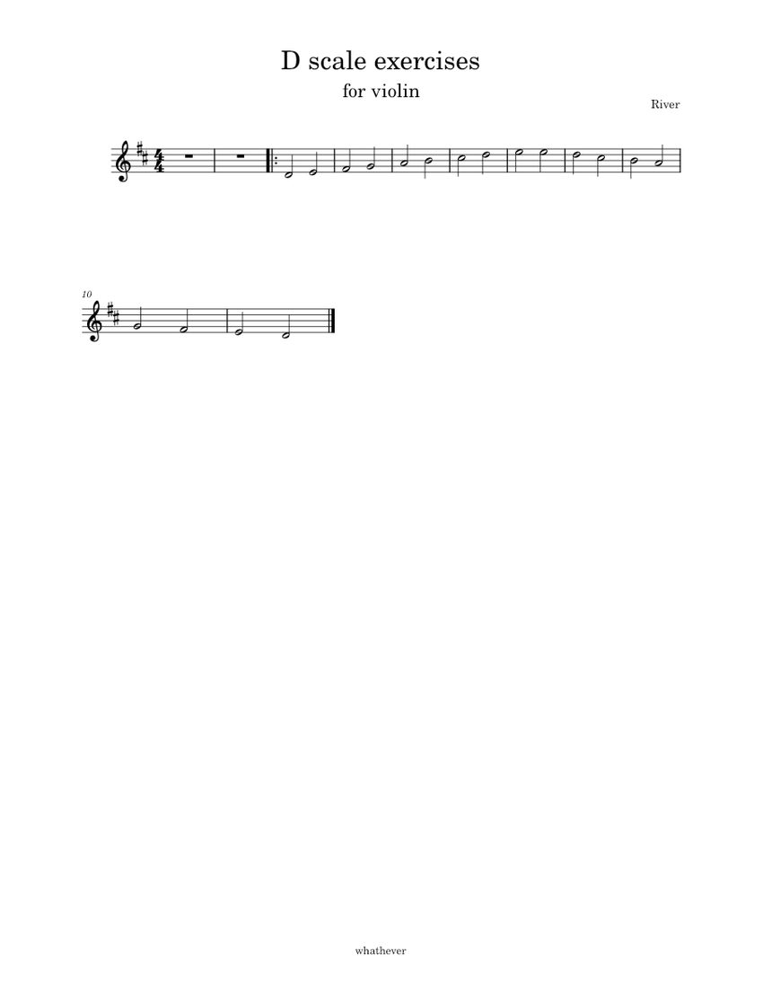 Beginner exercises violin – Riverseeker D scale exercises Sheet music ...