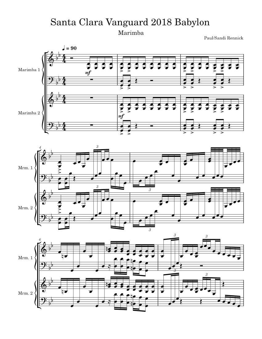 Santa Clara Vanguard 2018 Marimba Sheet music for Marimba (Solo) | Musescore.com