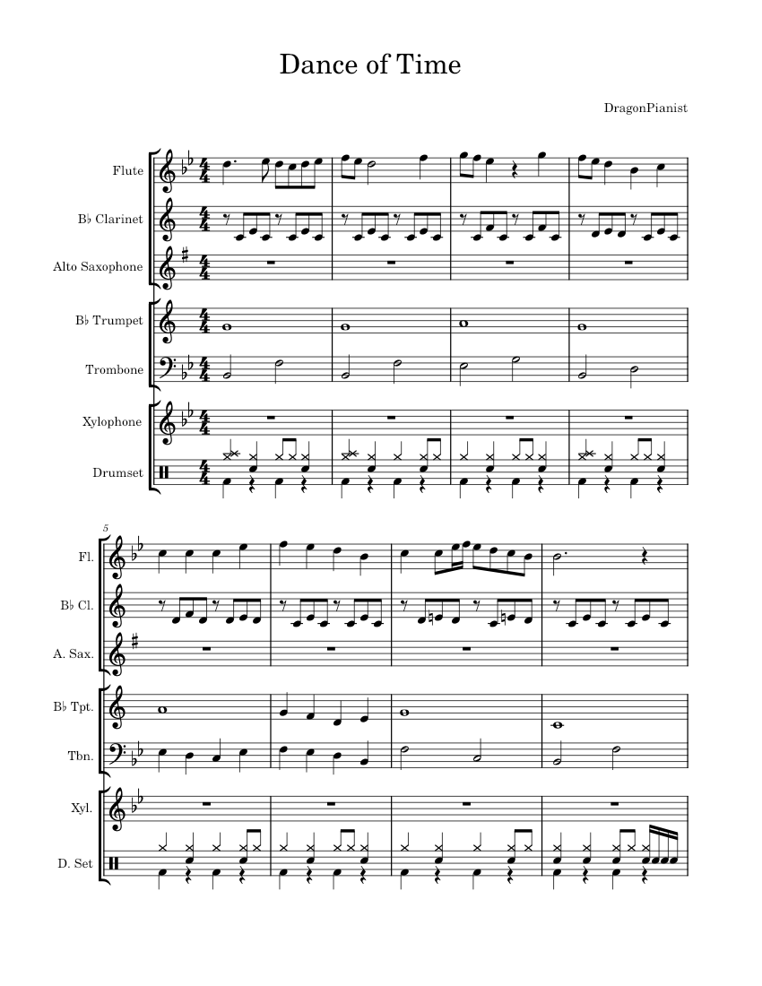 Dance of Time Sheet music for Trombone, Flute, Clarinet in b-flat ...