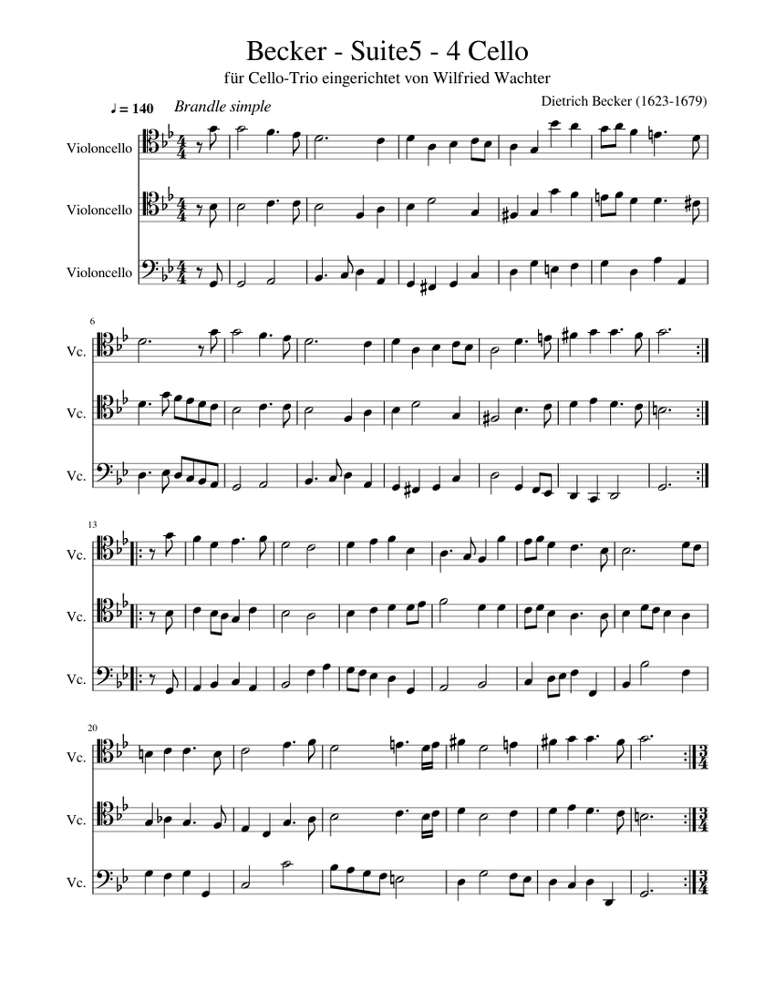 Becker - Suite5 - 4 Cello Sheet music for Cello (Mixed Trio ...