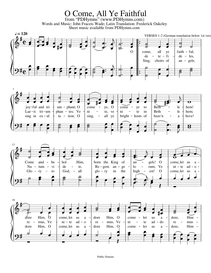 O Come All Ye Faithful Sheet Music for Piano (SATB) Easy | MuseScore.com