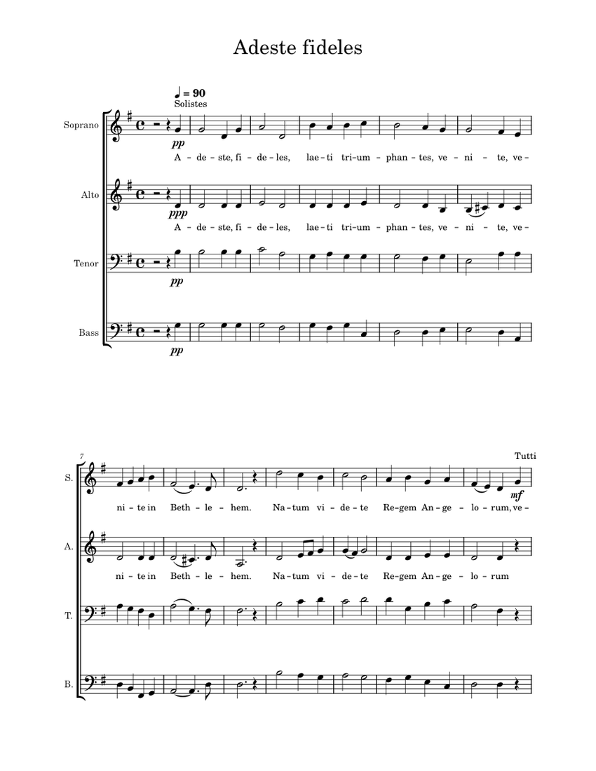 Adeste fideles – Misc Christmas Adeste fideles2 Sheet music for Soprano, Alto, Tenor, Bass voice ...