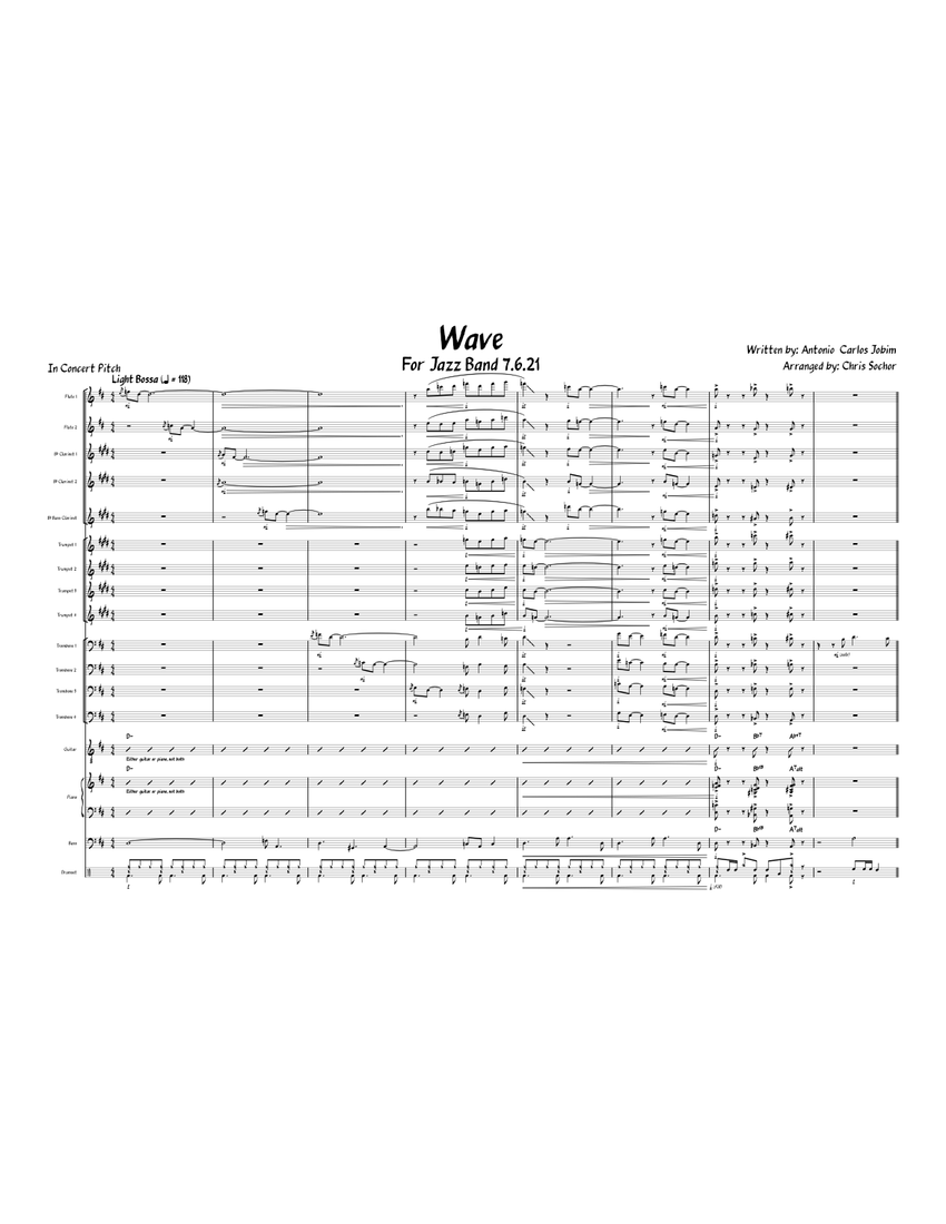 Wave (Jazz Band) – Antônio Carlos Jobim Sheet music for Piano, Trombone ...