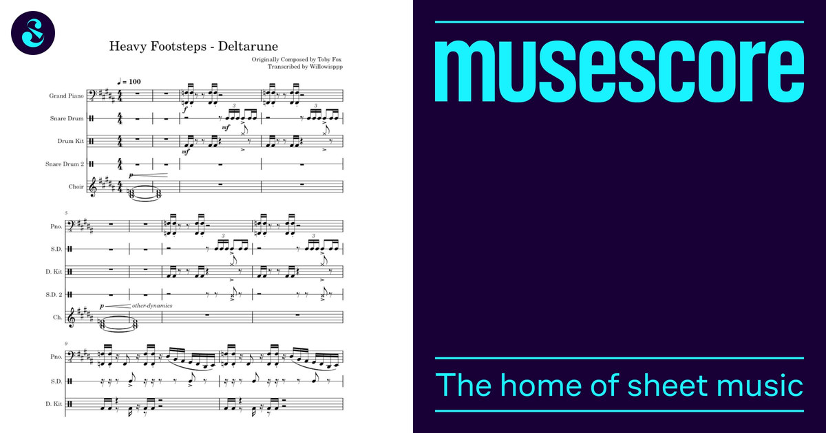 Heavy Footsteps – Deltarune Sheet Music for Piano, Drum group ...