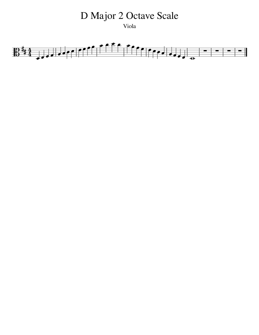 D Major 2 Octave Scale Viola Sheet Music for Viola (Solo) | MuseScore.com