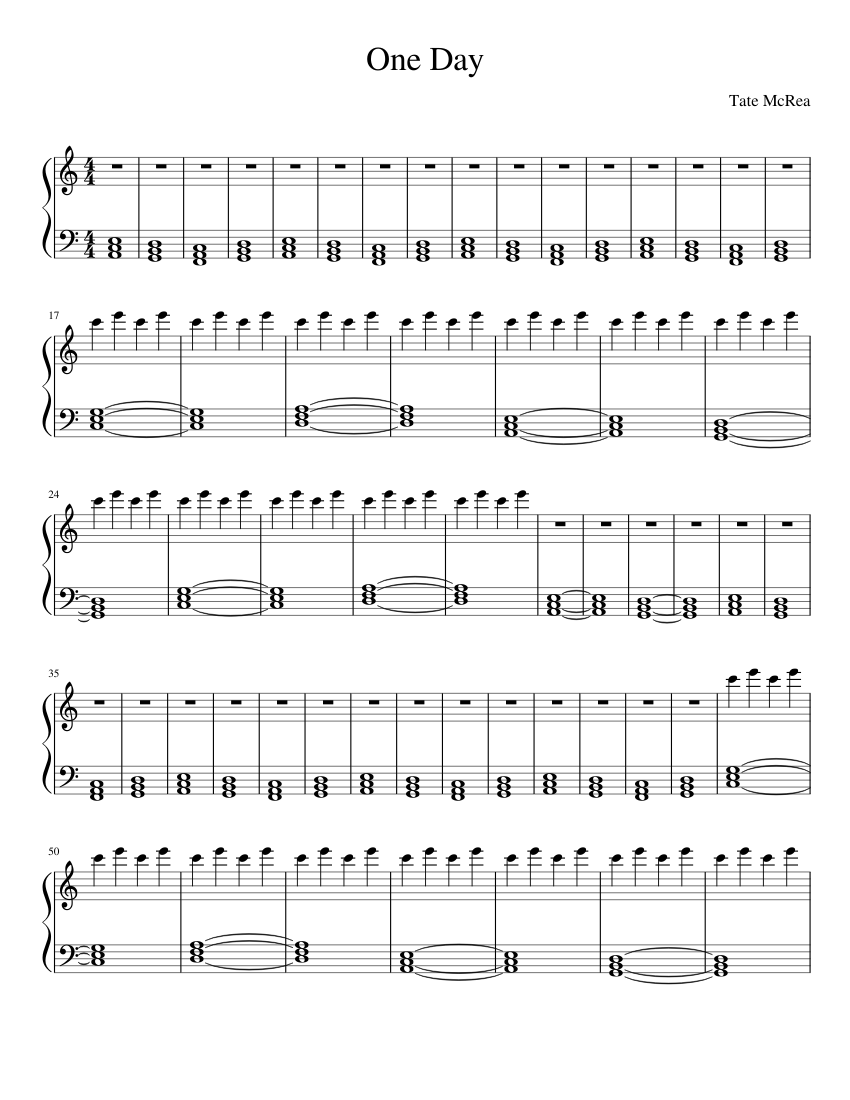 One Day Sheet Music for Piano (Solo) easy | MuseScore.com