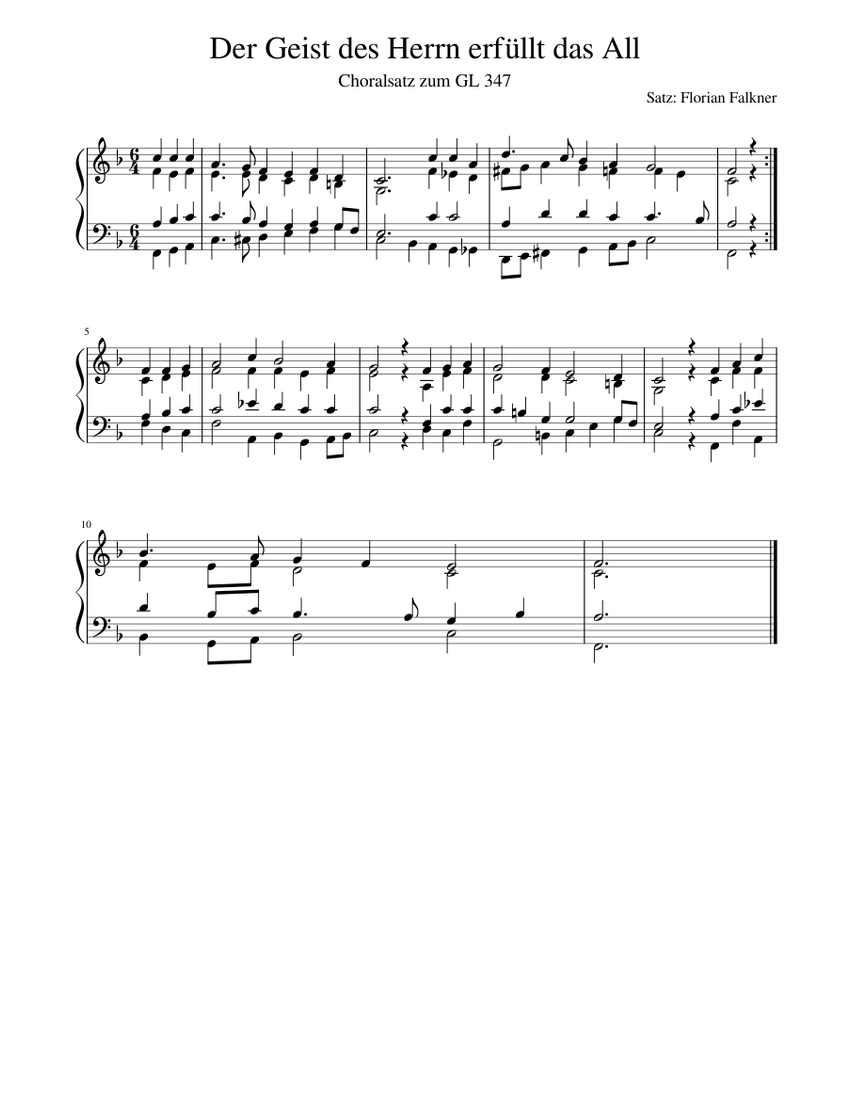 Der Geist des Herrn erfüllt das All Sheet Music for Organ (Choral ...