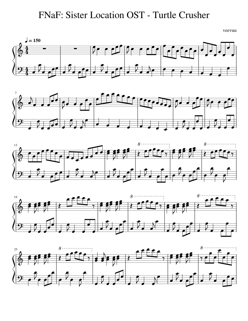 Turtle Crusher – Leon Riskin (FNaF Sister Location OST) Sheet Music for ...