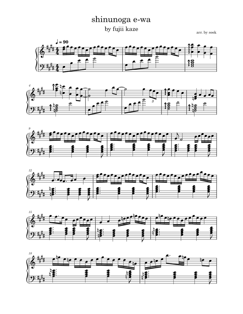 Shinunoga E-Wa – Fujii Kaze Sheet Music for Piano (Solo) | MuseScore.com