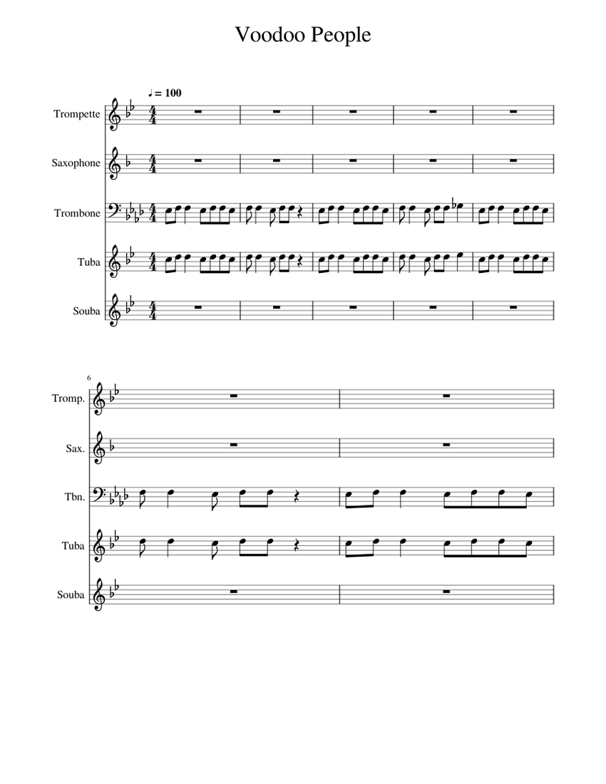 Voodoo People - Fanfare Sheet music for Trombone, Tuba, Saxophone other ...