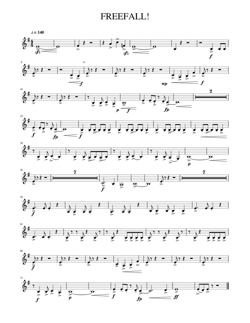 FREEFALL! Sheet Music for Clarinet in b-flat (Solo) | MuseScore.com