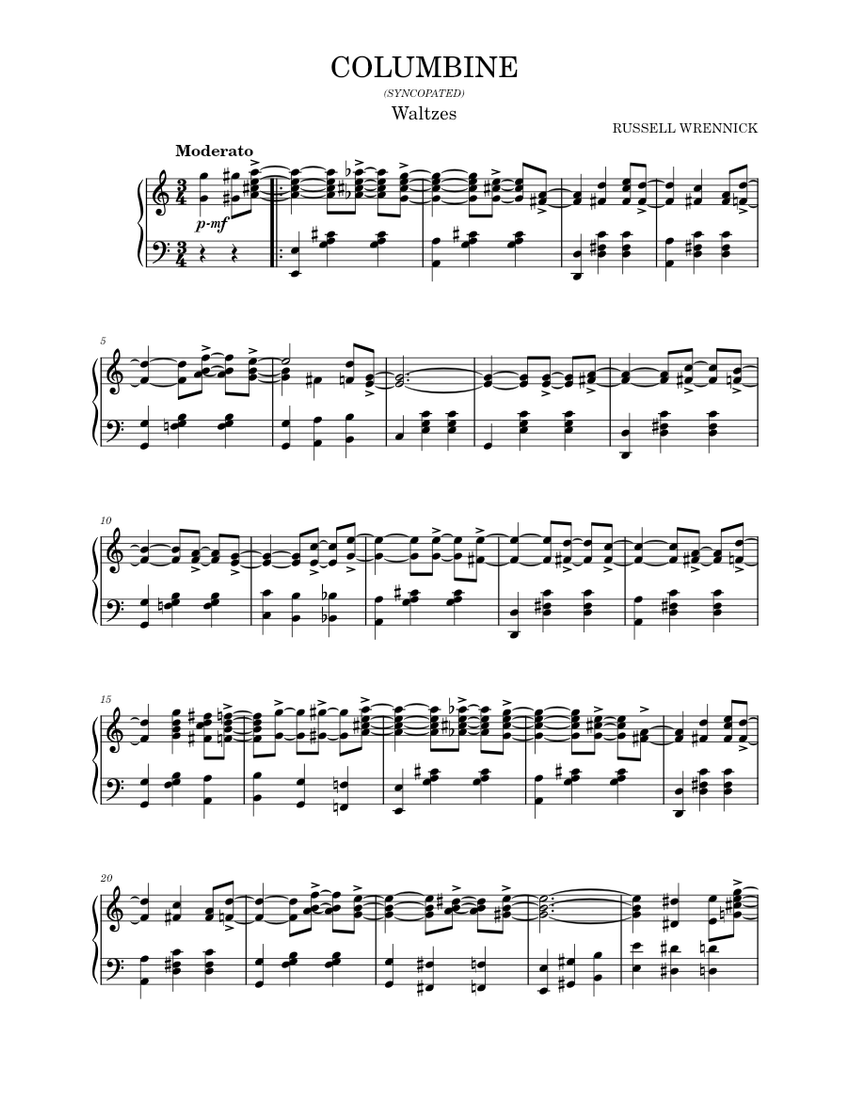 Columbine (1915) Sheet Music for Piano (Solo) | MuseScore.com