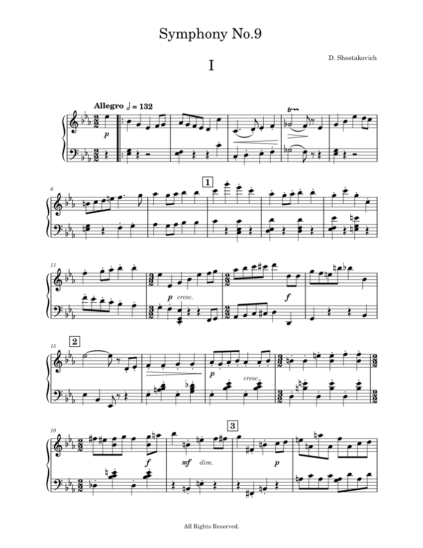 WIP Shostakovich Symphony No.9 for piano solo Sheet Music for Piano (Solo) | MuseScore.com