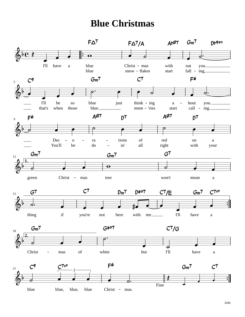 Blue Christmas Sheet music for Vocals (Solo) | Musescore.com