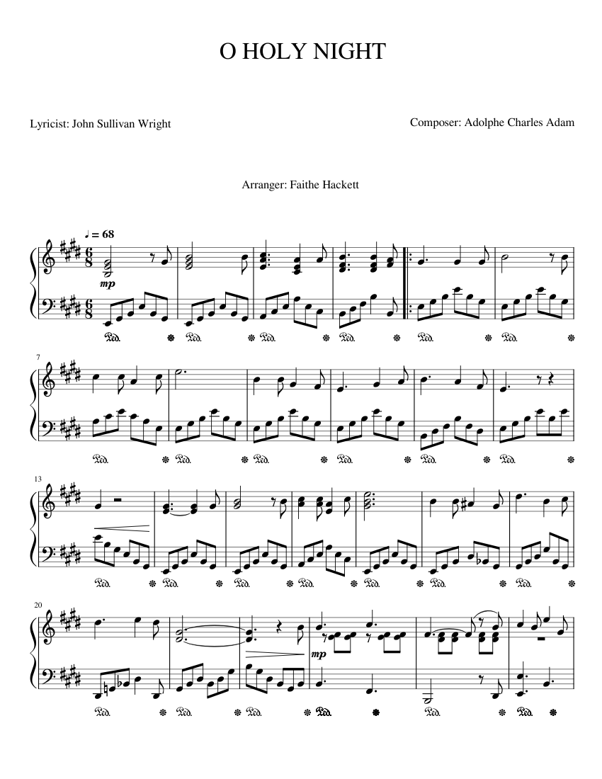 O HOLY NIGHT Sheet Music for Piano (Solo) | MuseScore.com