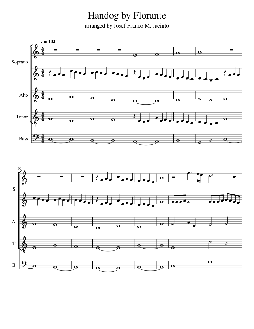 Handog by Florante SSATB Sheet Music for Soprano, Alto, Tenor, Bass ...