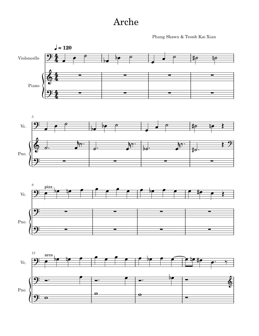 Arche Sheet music for Piano, Cello (Solo) | Musescore.com
