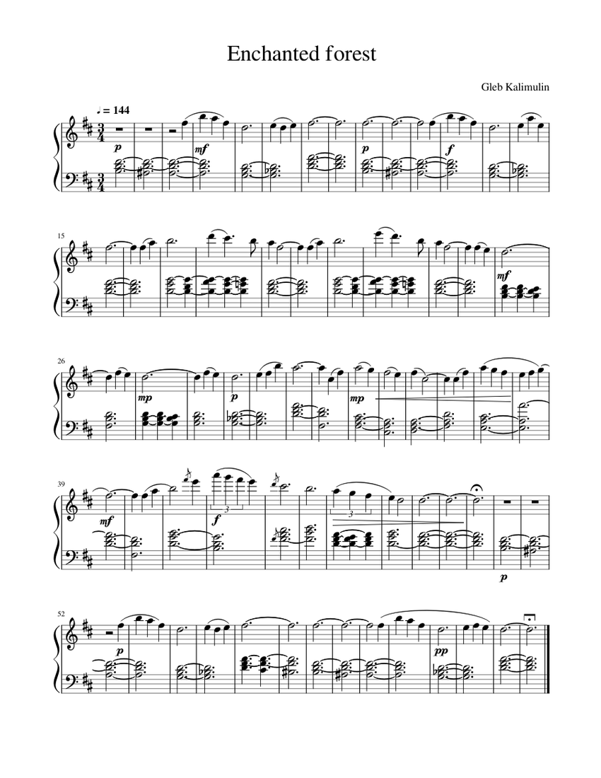 Enchanted forest Sheet Music for Piano (Solo) easy | MuseScore.com