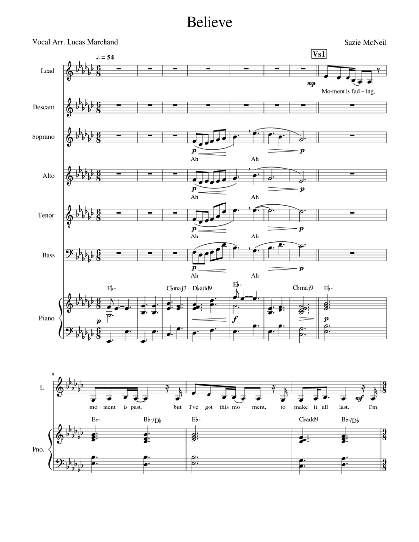 Believe Sheet music for Piano, Soprano, Alto, Tenor & more instruments ...