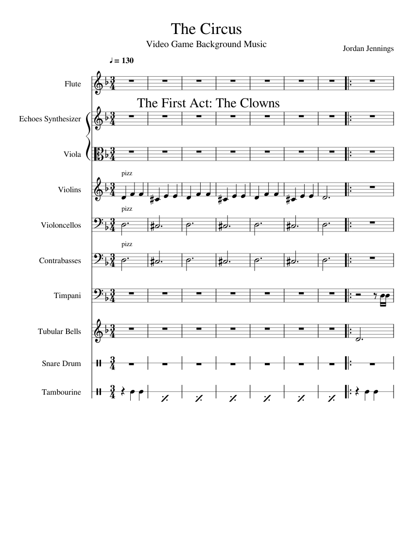 The Circus (Full) Sheet Music for Tambourine, Flute, Timpani, Snare ...