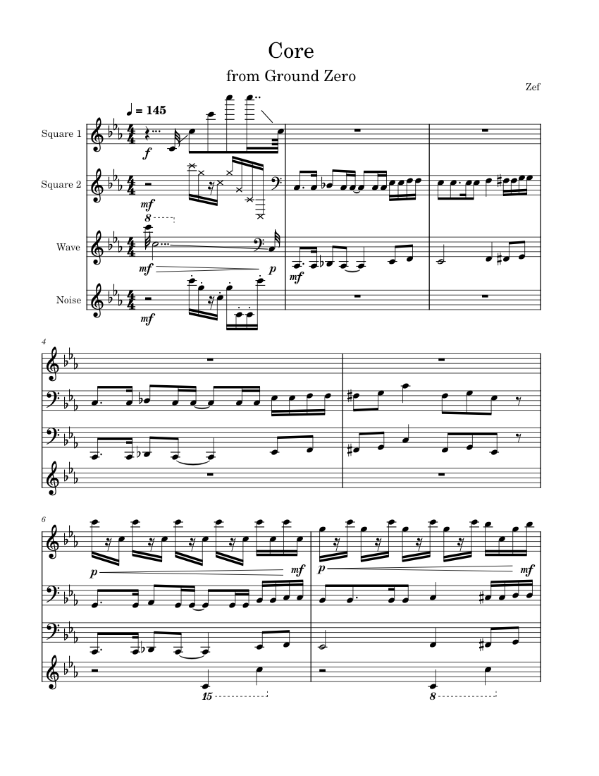 Core - Zef Sheet music for Bass guitar, Synthesizer (Mixed Quartet ...