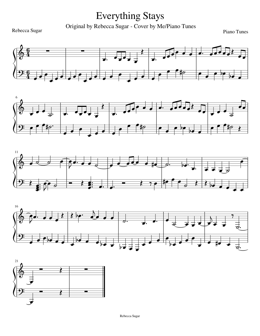 Everything Stays Sheet music for Piano (Solo) Easy | Musescore.com