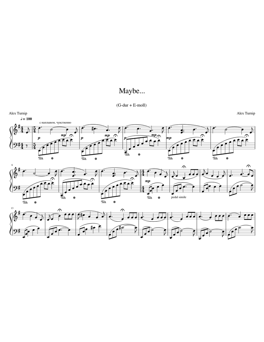 Maybe Sheet Music for Piano (Solo) | MuseScore.com