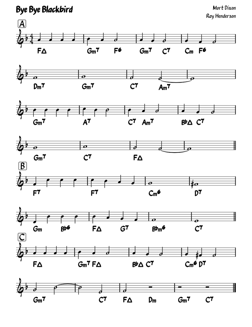 Bye Bye Blackbird Sheet music for Piano (Solo) Easy | Musescore.com