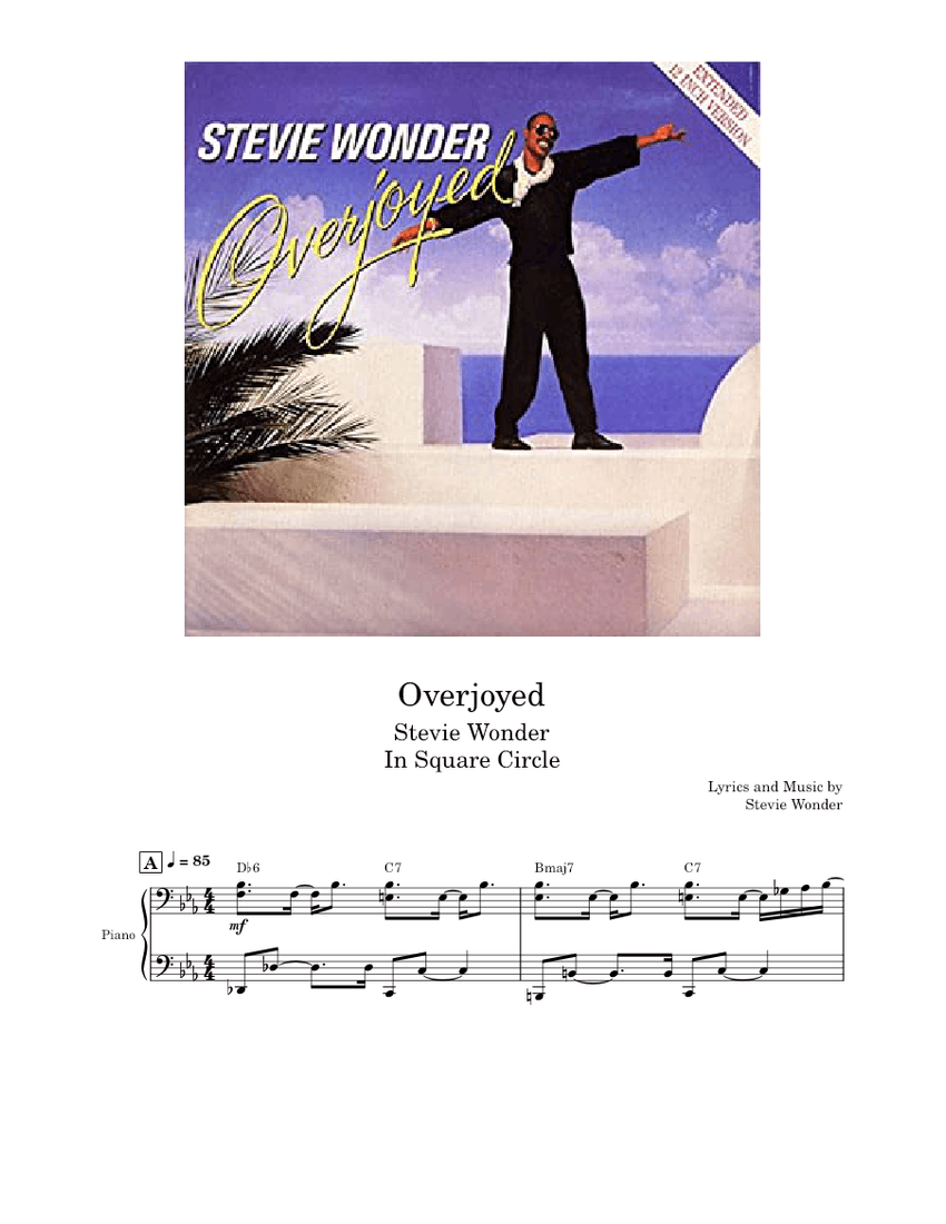 Overjoyed - Stevie Wonder Sheet Music with Chords for Piano, Vocals ...