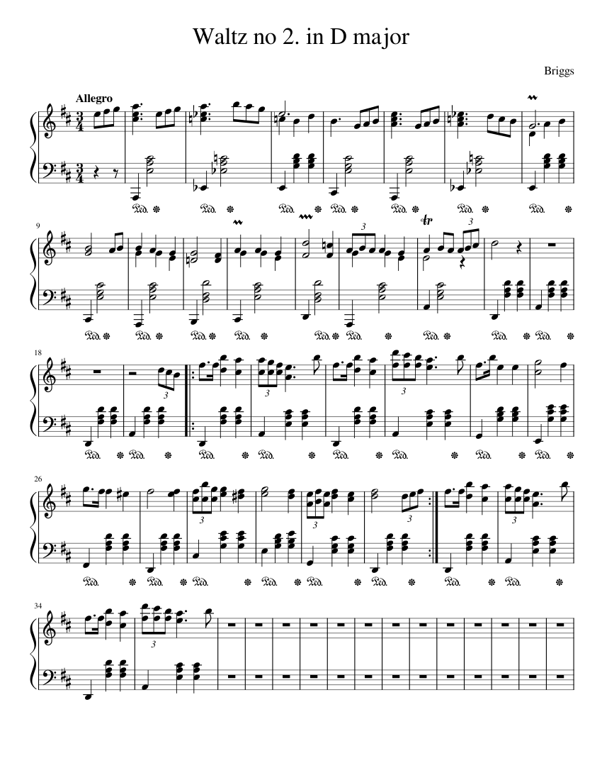 Waltz no 2 in D major Sheet music for Piano (Solo) Easy | Musescore.com