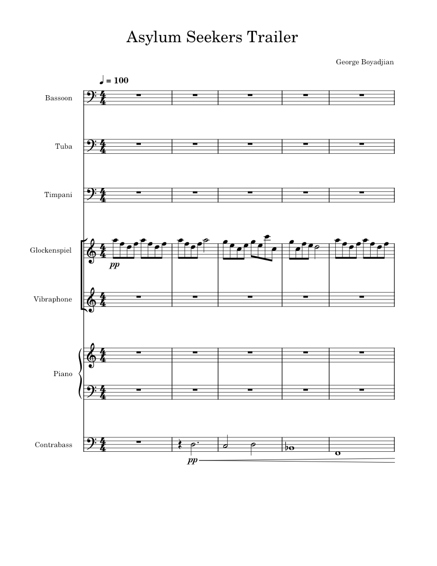 Asylum Seekers Sheet music for Piano, Tuba, Bassoon, Contrabass & more ...