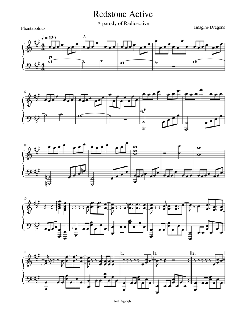 Redstone active Sheet music for Piano (Solo) | Musescore.com