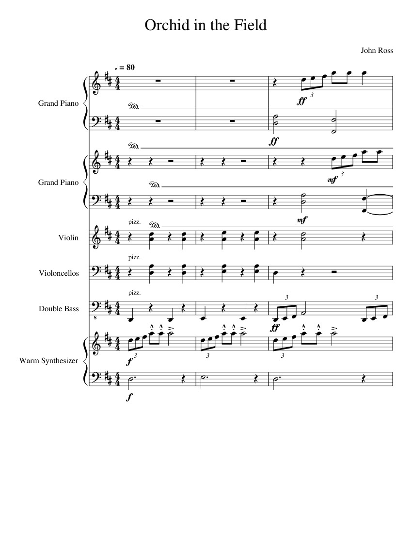 Orchid_in_the_Field Sheet music for Piano, Contrabass, Violin, Strings ...