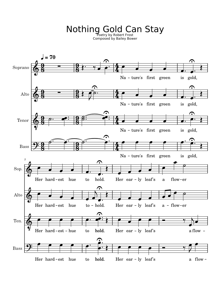 Nothing Gold Can Stay Comp Project Sheet music for Vocals (SATB ...