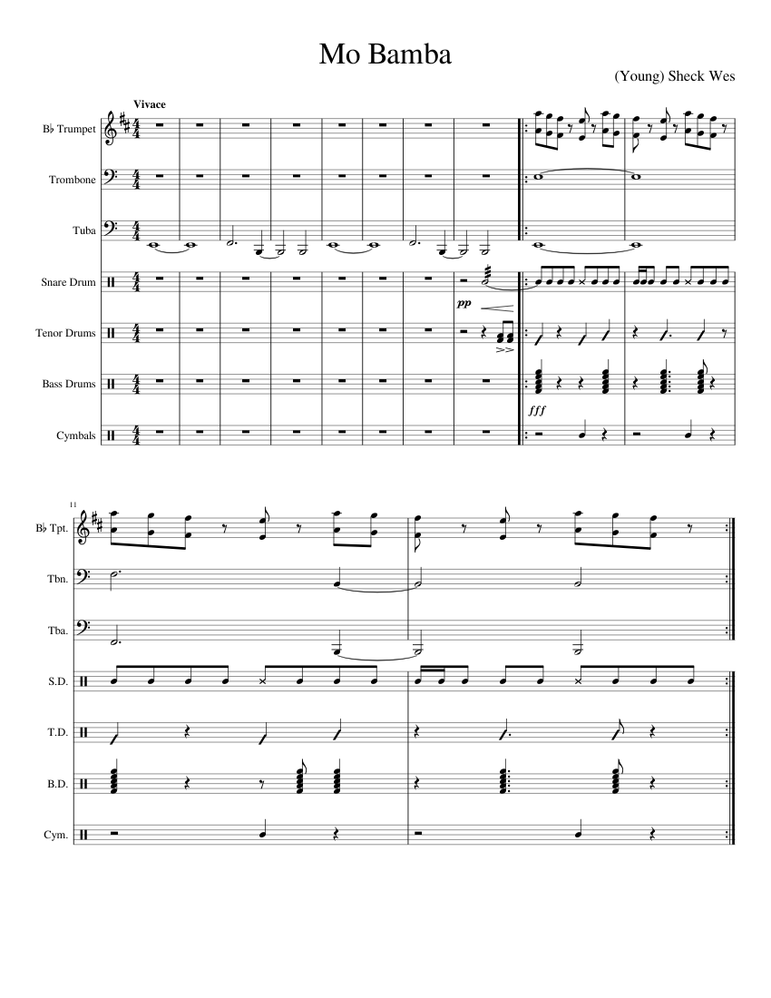 Mo Bamba (Short) Sheet music for Trombone, Tuba, Trumpet in b-flat ...
