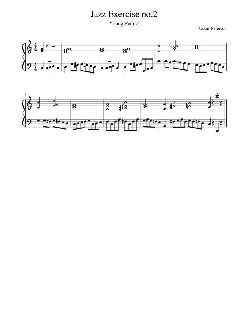 Jazz Exercise no.2 Sheet Music for Piano (Solo) Easy | MuseScore.com