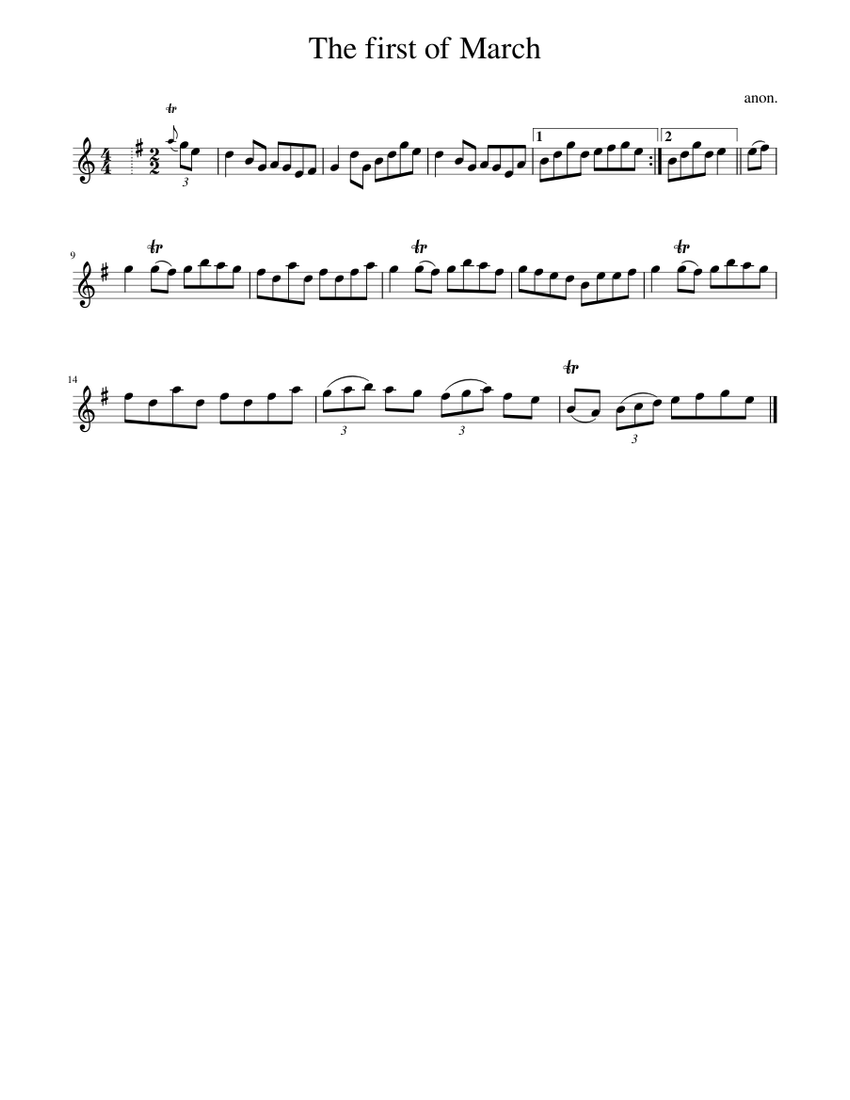 The first of March Sheet music for Piano (Solo) Easy | Musescore.com