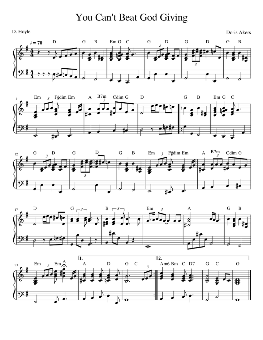 You_Can't_Beat_God_Giving Sheet music for Piano (Solo) | Musescore.com