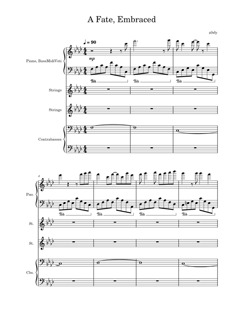 A Fate, Embraced Sheet music for Piano, Strings group (Mixed Ensemble ...