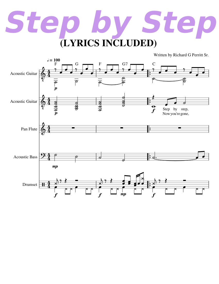Step By Step Sheet music for Guitar, Bass guitar, Drum group, Flute ...