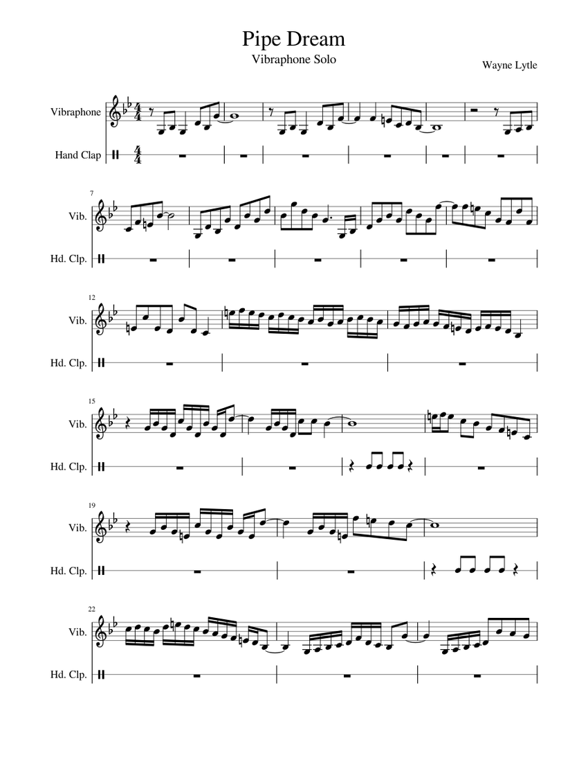 Pipe Dream Sheet music for Vibraphone, Hand clap (Mixed Duet ...