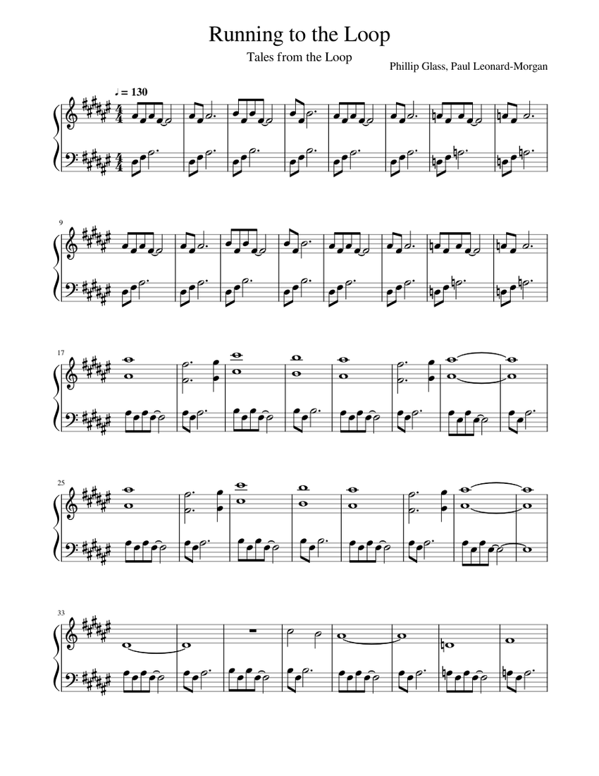 Running to the Loop Sheet Music for Piano (Solo) Easy | MuseScore.com