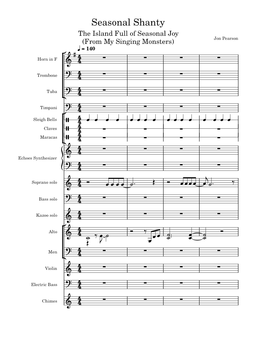 Seasonal Shanty - My Singing Monsters Sheet Music for Trombone, Soprano ...