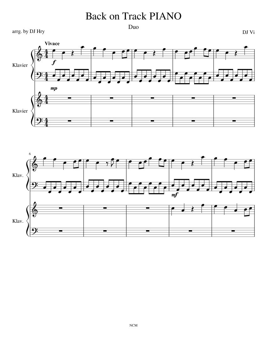 Back on Track PIANO Sheet Music for Piano (Solo) | MuseScore.com