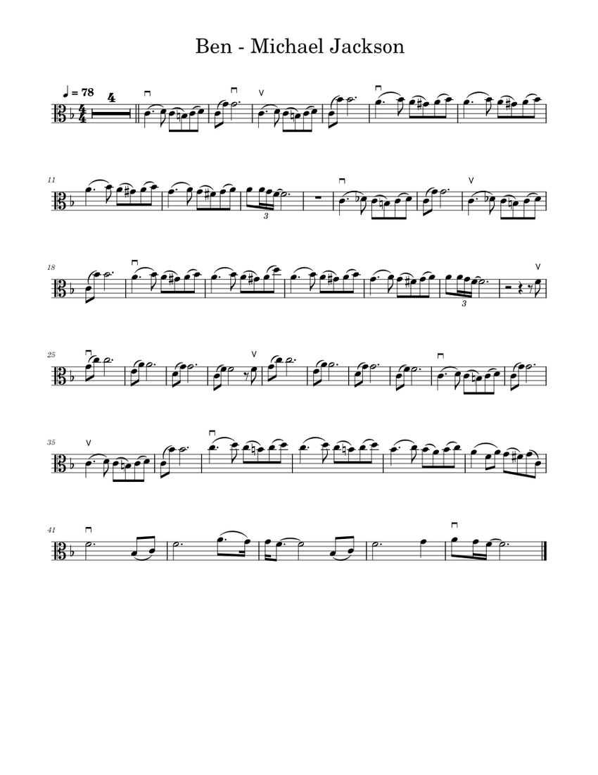 Ben - Michael Jackson Sheet music for Viola (Solo) | Musescore.com
